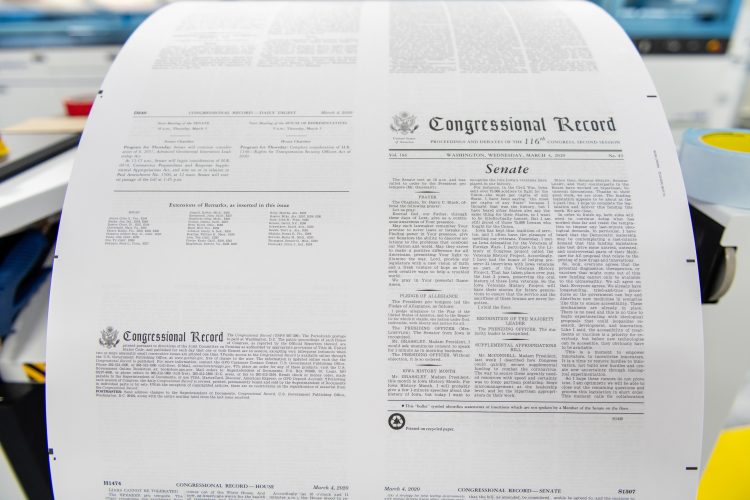 GPO Publishes First Congressional Record on New Digital Inkjet Presses